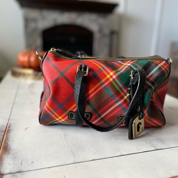 Dooney & Bourke | Bags | Dooney Bourke Red And Green Plaid Satchel ...